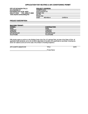 Fillable Online APPLICATION FOR HEATING & AIR CONDITIONING PERMIT Fax ...