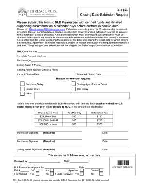 Fillable Online Alaska Closing Date Extension Request Please submit ...