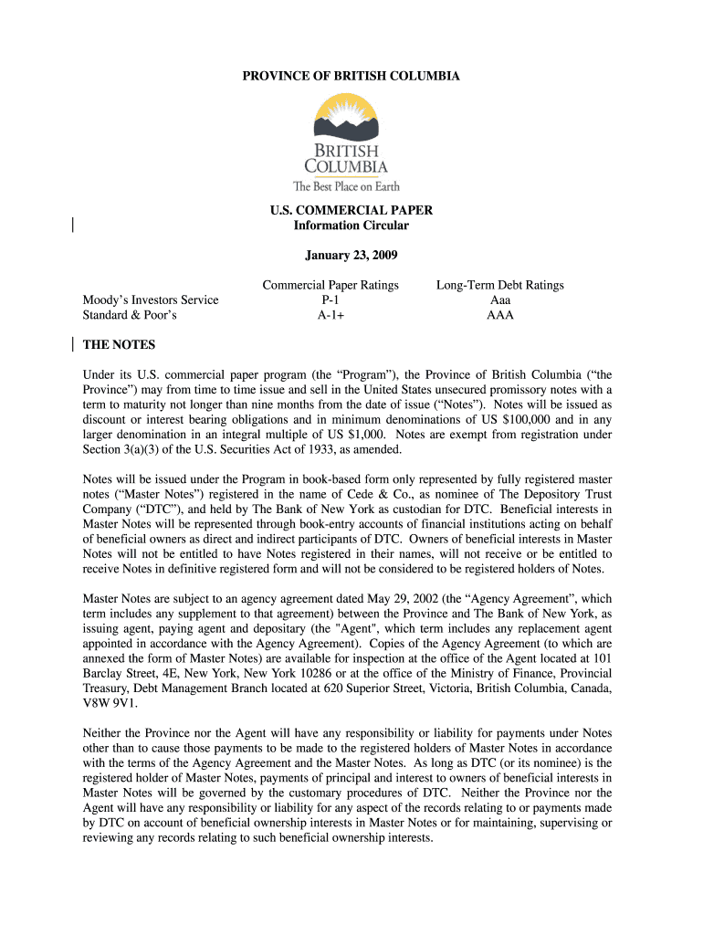 Fillable Online U.S. Commercial Paper Information Circular Fax Email Print - pdfFiller