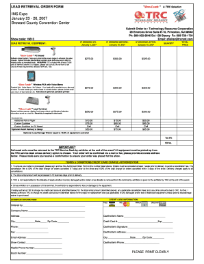 Fillable Online LEAD RETRIEVAL ORDER FORM " Fax Email Print - pdfFiller