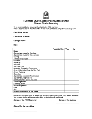 Fillable Online ITEC Case Study/Lesson Plan Guidance Sheet Fitness ...