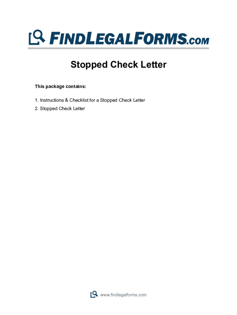 Fillable Online Stopped Check Letter Fax Email Print - pdfFiller