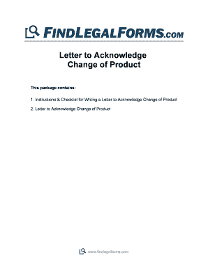 Fillable Online Letter to Acknowledge Change of Product ...
