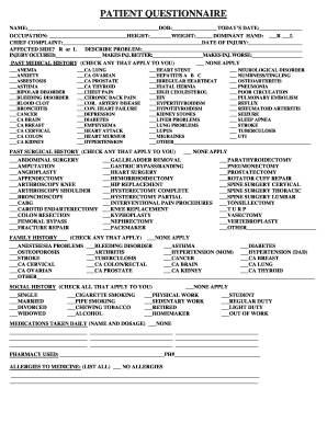 Fillable Online NAME:DOB:TODAYS DATE: Fax Email Print - pdfFiller