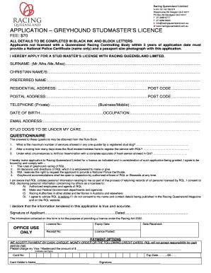 Fillable Online GREYHOUND RACING AUTHORITY. Campaign Finance Disclosure ...