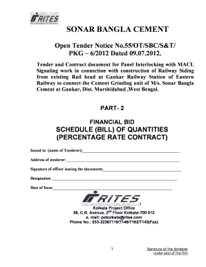 Fillable Online SONAR BANGLA CEMENT - Rites Ltd. Fax Email Print ...