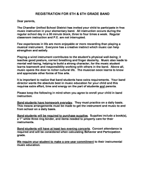Fillable Online Band Registration Form - Chandler Unified School ...