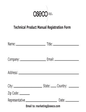 Fillable Online Technical Product Manual Registration Form Name ...