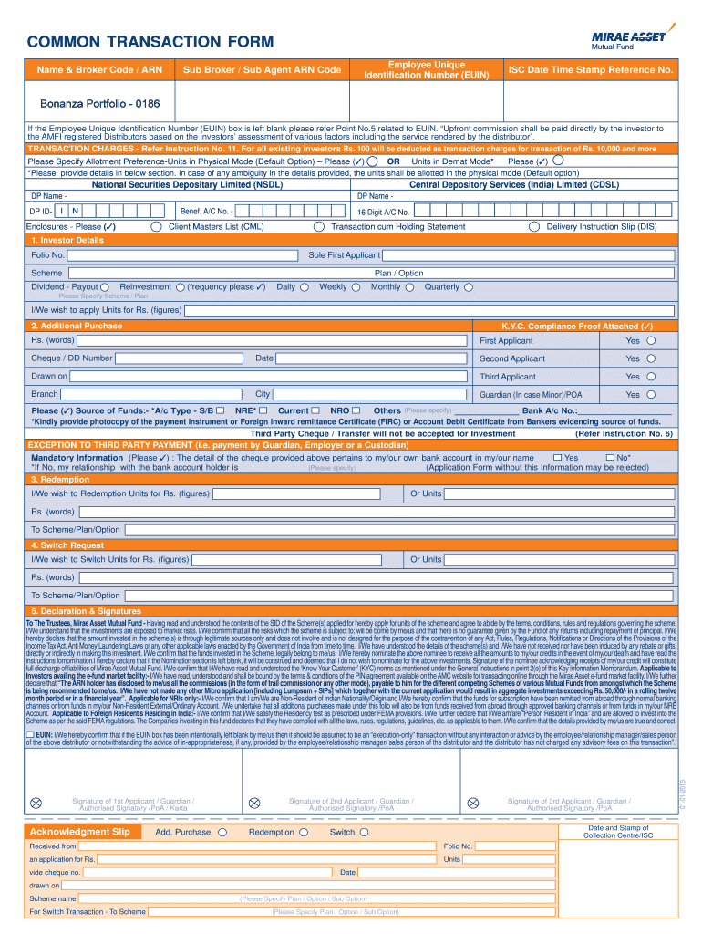 Fillable Online COMMON TRANSACTION FORM Fax Email Print - pdfFiller
