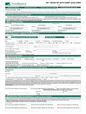 Fillable Online SIP / MICRO SIP AUTO DEBIT (ECS) FORM Sr Fax Email Print - pdfFiller