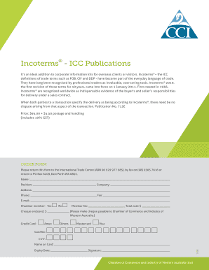 Fillable Online Incoterms - ICC Publications - Chamber of Commerce and ...