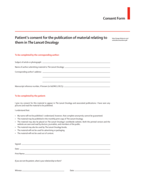 Fillable Online Patients consent for the publication of material ...