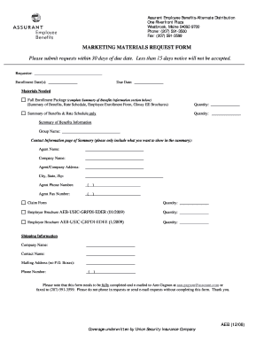Fillable Online Marketing materials request form - Assurant Employee ...