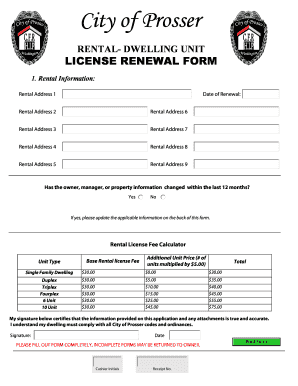 Fillable Online Rental License Renewal Form (PDF Document) - City of ...