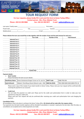 Fillable Online For tour requests, please kindly fill in and send this ...