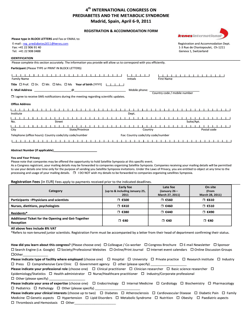 Fillable Online REGISTRATION & ACCOMMODATION FORM Fax Email Print ...