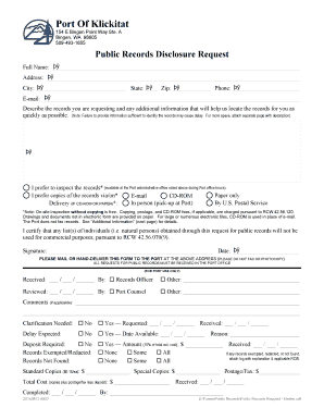 Fillable Online Public Records Disclosure Request. Port form to request ...