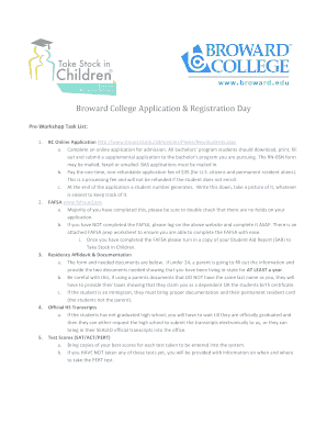 Fillable Online Broward College Application & Registration Day ...