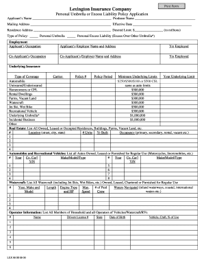 Fillable Online Lexington Insurance Company - Utica National Insurance ...