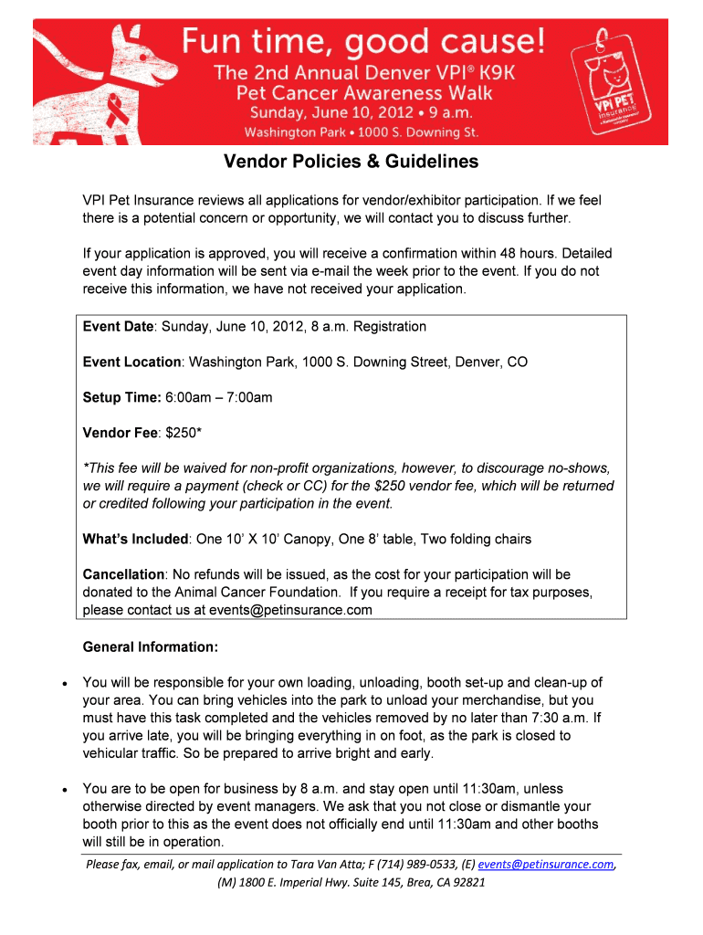 Fillable Online Vendor Policies & Guidelines for VPI Pet Insurance Fax Email Print - pdfFiller