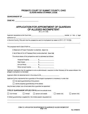 Fillable Online APPLICATION FOR APPOINTMENT OF GUARDIAN OF AN ... Fax ...