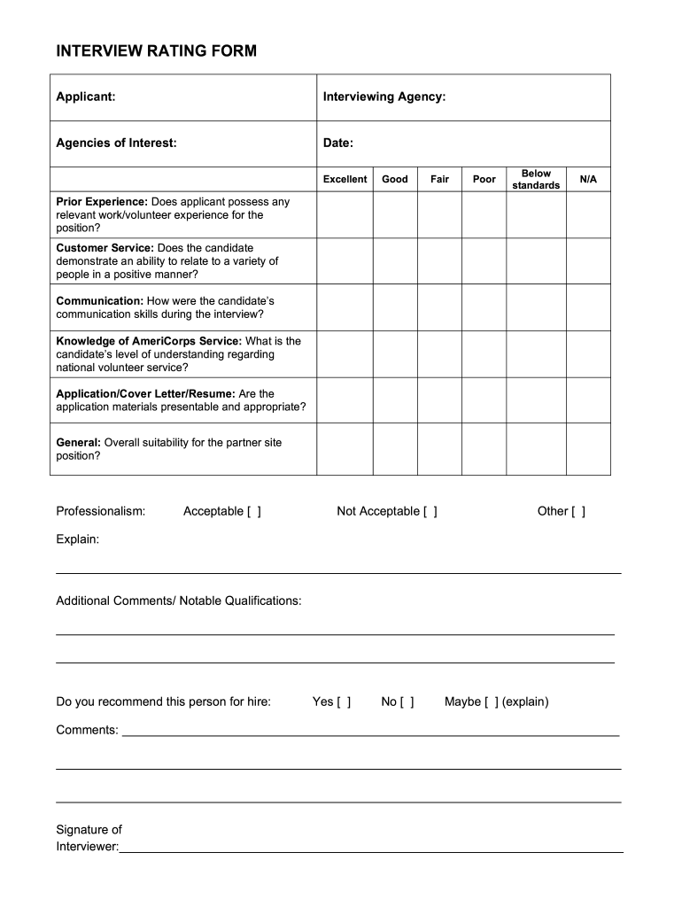 Interview Rating Form Fill Out Sign Online DocHub