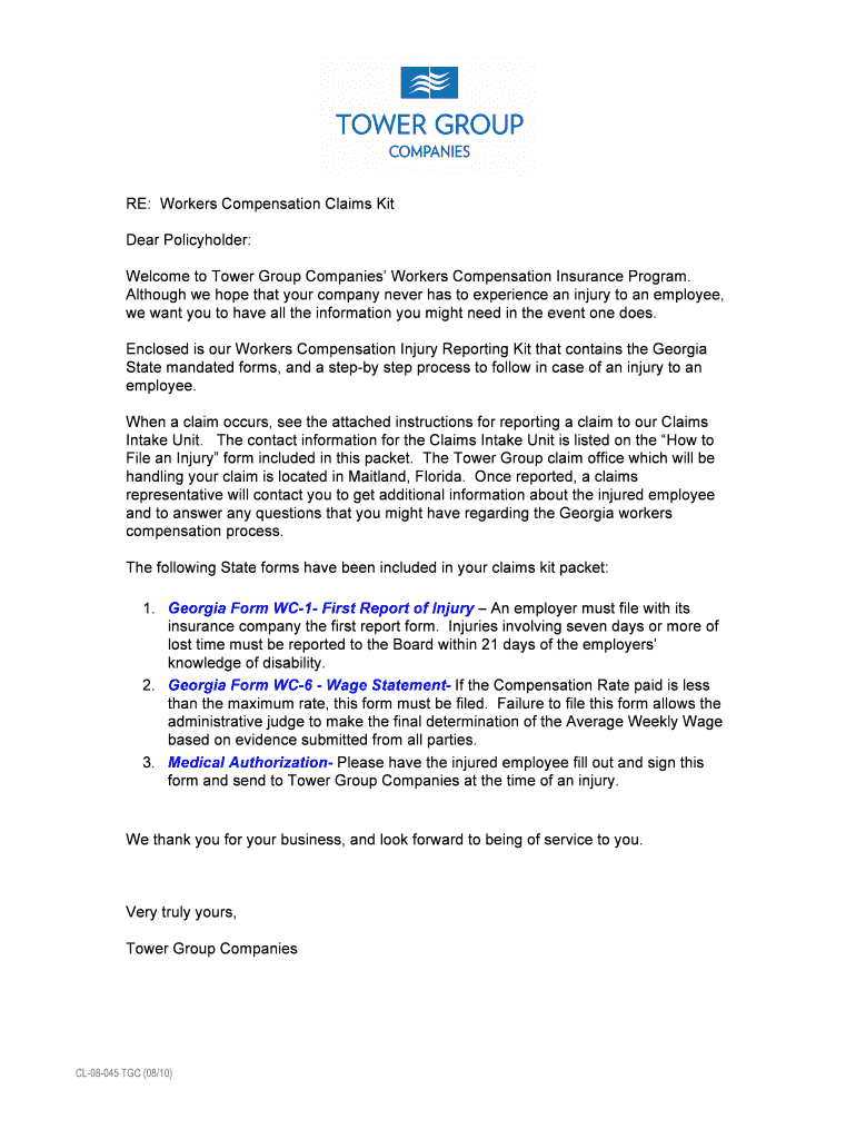 Fillable Online Workers Compensation Claims Kit Fax Email Print - pdfFiller