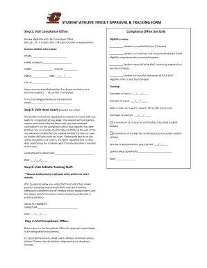 Fillable Online STUDENT-?ATHLETE TRYOUT APPROVAL & TRACKING FORM Fax ...