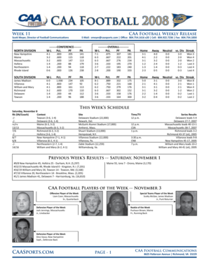 Fillable Online CAA Football 2008 - Home Page Content Goes Here Fax ...