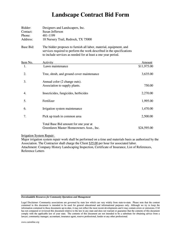 Landscaping Contract Template Pdf Fill Online Printable Fillable 