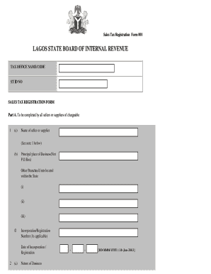 Fillable Online TAX OFFICE NAMECODE - Lagos State Internal Revenue ...