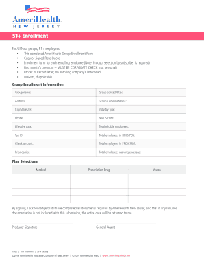 Fillable Online This completed AmeriHealth Group Enrollment Form Copy ...