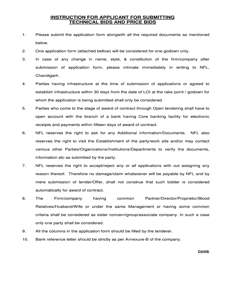 Fillable Online INSTRUCTION FOR APPLICANT FOR SUBMITTING TECHNICAL BIDS AND PRICE BIDS Fax Email ...