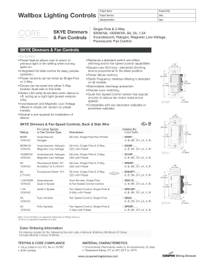 Fillable Online SKYE Dimmers amp Fan Controls Spec Sheet - Cooper ...