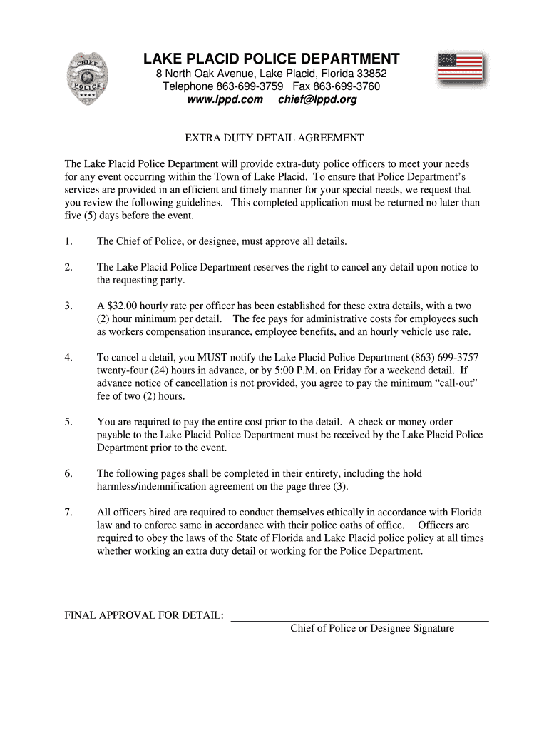 Fillable Online Extra Duty Detail Request Fax Email Print - pdfFiller