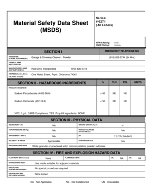 Fillable Online Material Safety Data Sheet (msds) - Menards Fax Email