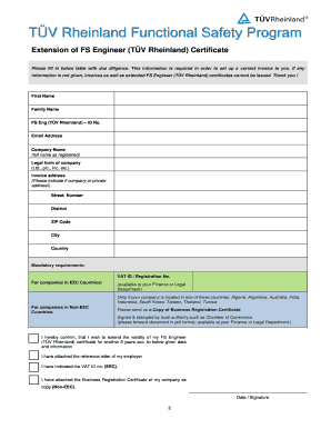 Fillable Online Extension Form Sheet - TUV Fax Email Print - pdfFiller