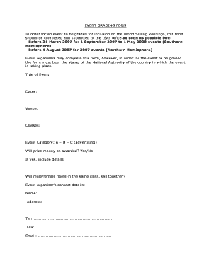 Fillable Online EVENT GRADING FORM In order for an event to be graded ...