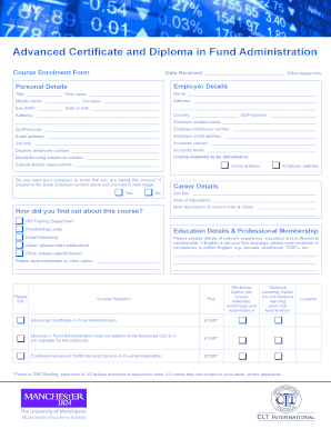 Fillable Online Advanced Certificate and Diploma in Fund Administration ...