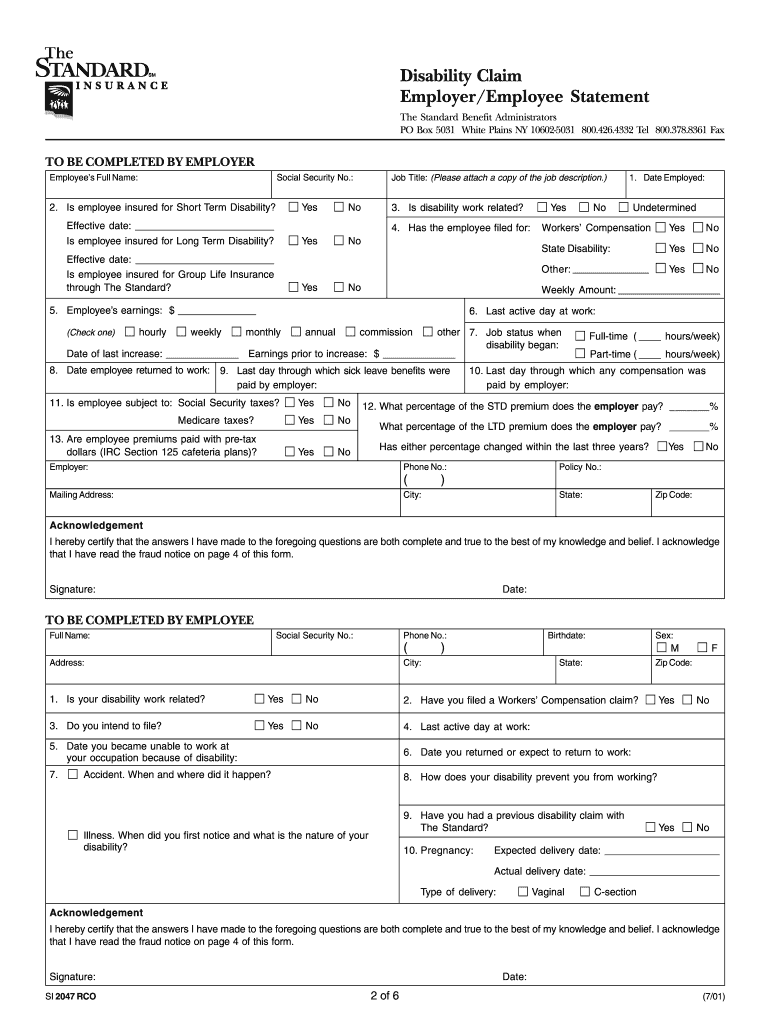 Fillable Online Disability Insurance Claim Instructions - TFA Benefits ...
