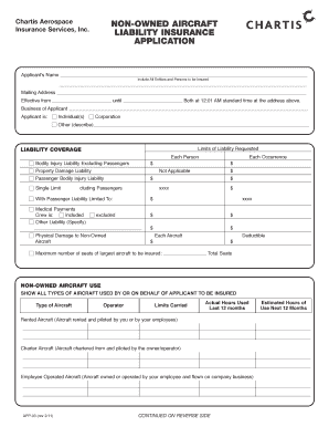 Fillable Online Non-owned aircraft liability insurance application ...