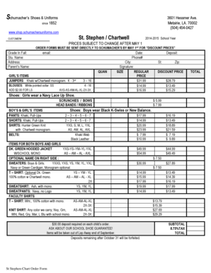 Fillable Online St. Stephen / Chartwell Order Form - Schumacher's ...