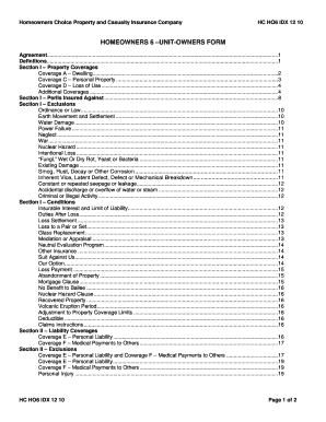 Fillable Online HOMEOWNERS 6 UNIT-OWNERS FORM - Homeowners Choice Fax ...