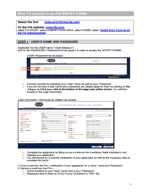 Fillable Online To acceed to an ENTRY FORM - FIA Fax Email Print ...