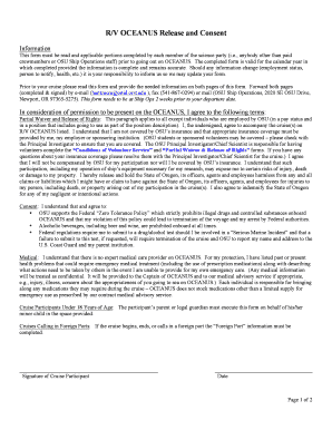 Fillable Online R/V OCEANUS Release and Consent Fax Email Print - pdfFiller