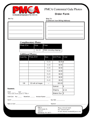 Fillable Online Gala Photos Order Form - click here - PMCA Fax Email ...