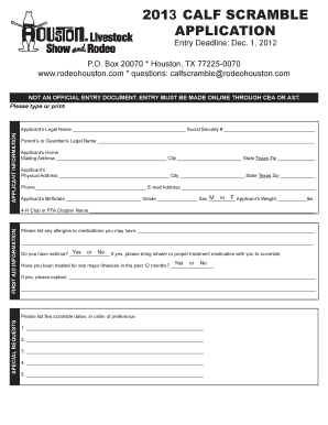 Fillable Online 2013 CALF SCRAMBLE APPLICATION Fax Email Print - pdfFiller