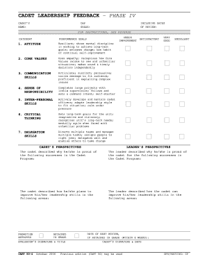 Fillable Online CADET LEADERSHIP FEEDBACK PHASE IV - Civil Air Patrol ...