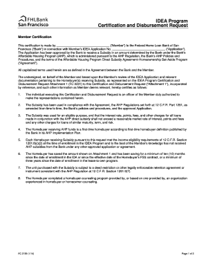 Fillable Online IDEA Program Certification and Disbursement Request FC ...