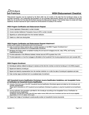 Fillable Online WISH Disbursement Checklist Fax Email Print - pdfFiller